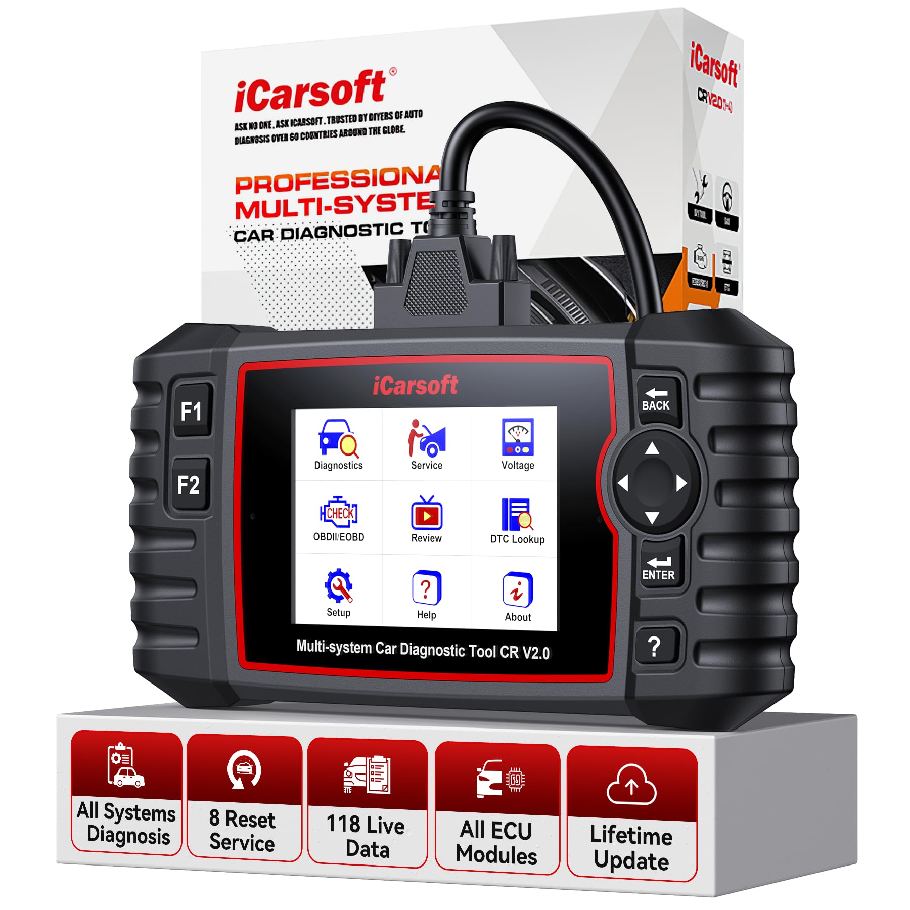 Amazon.com: iCarsoft CR V2.0 OBD2 Scanner for Porsche/BMW/VAG/Volvo,etc ...