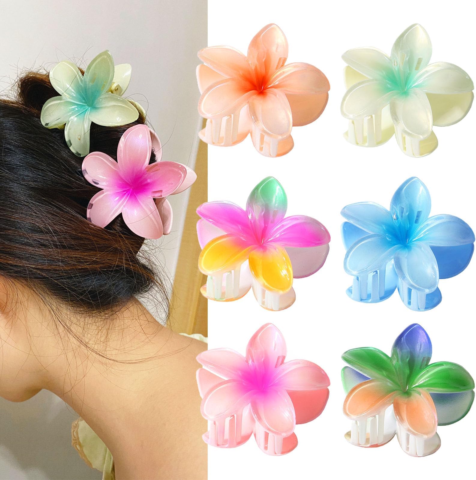 Amazon.com : 6 Pack Flower Hair Clips for Women, Preppy Flower Claw ...