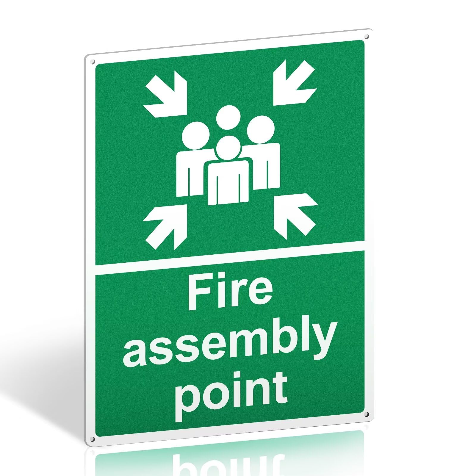 Fire Assembly Point Sign Outdoor - 400 x 300mm - 1mm Rigid Plastic Fire ...