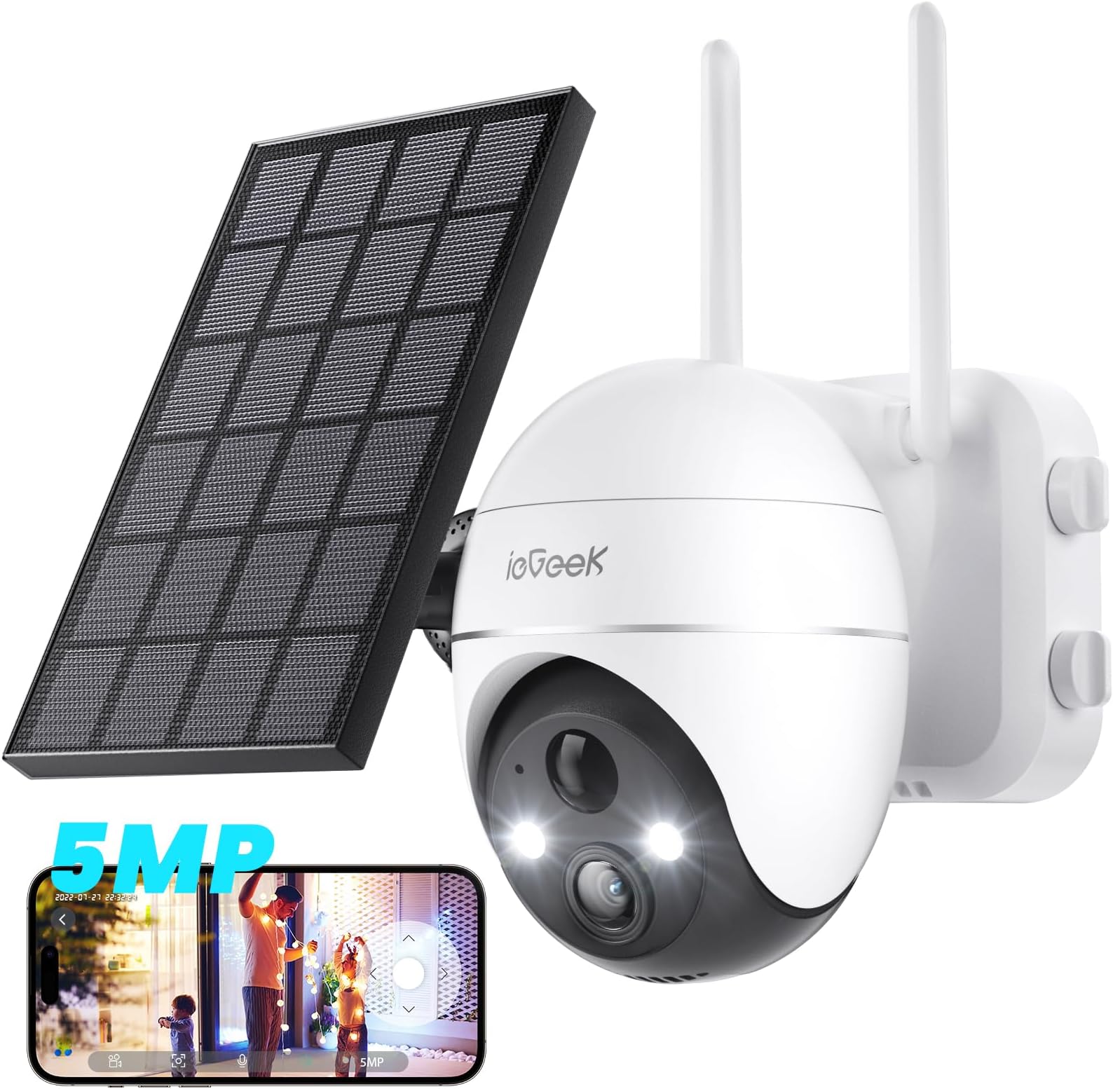 Amazon.com : ieGeek 5MP Security Cameras Wireless Outside, Solar Camera ...