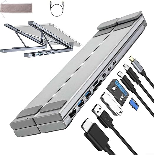 8-in-1 USB C Laptop Docking Station Stand, USB C Hub with 4K HDMI, 2 ...