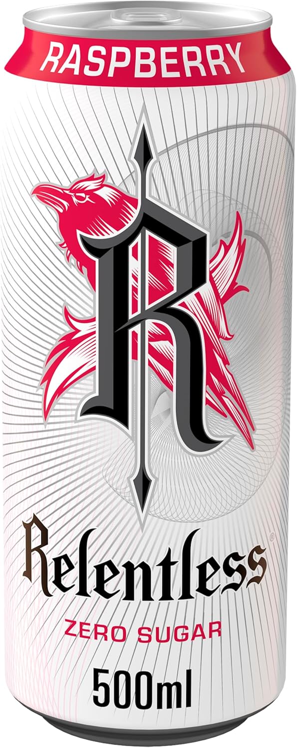 Relentless Can Zero Raspberry 500 ml (Pack of 12) : Amazon.co.uk: Grocery