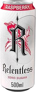 Relentless Can Zero Raspberry 500 ml (Pack of 12) : Amazon.co.uk: Grocery
