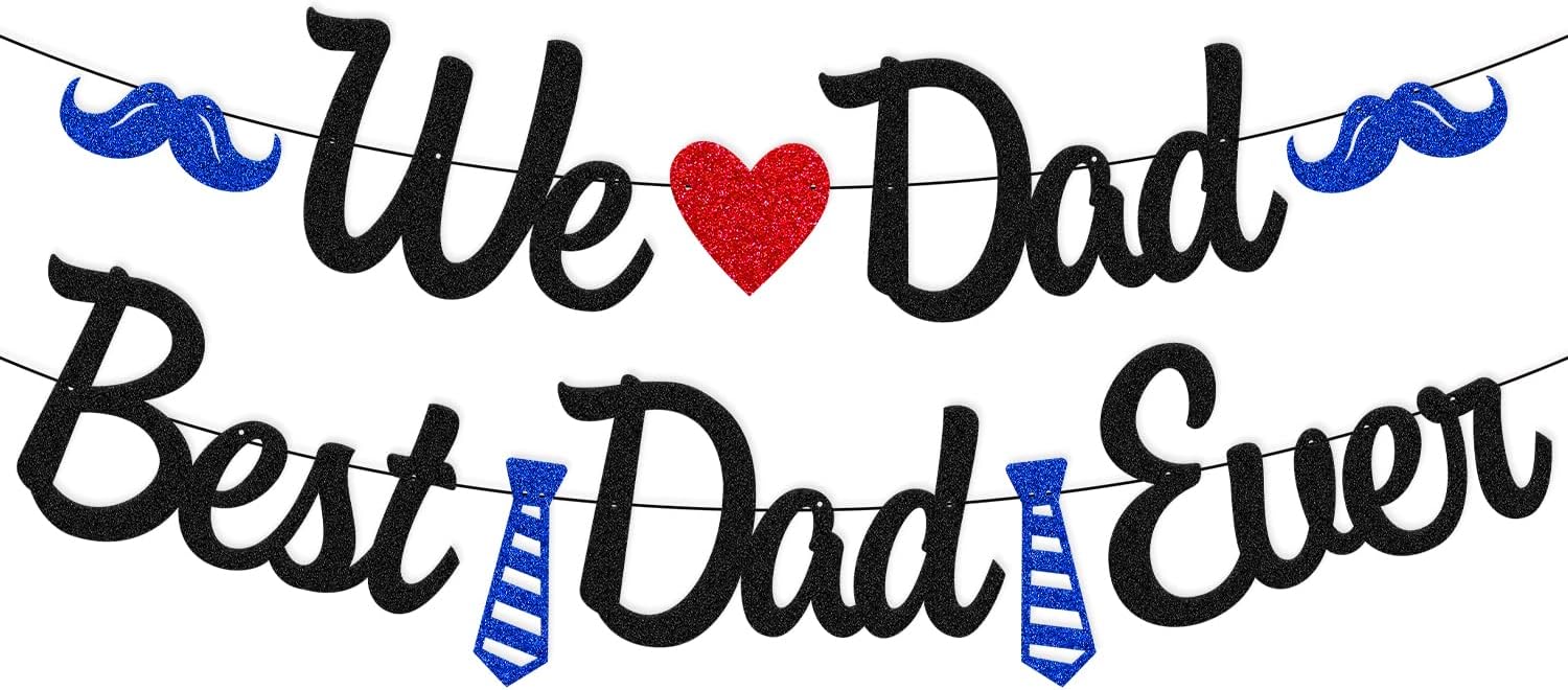 Amazon.com: Happy Father's Day Banner We Dad Best Dad Ever Decoration ...