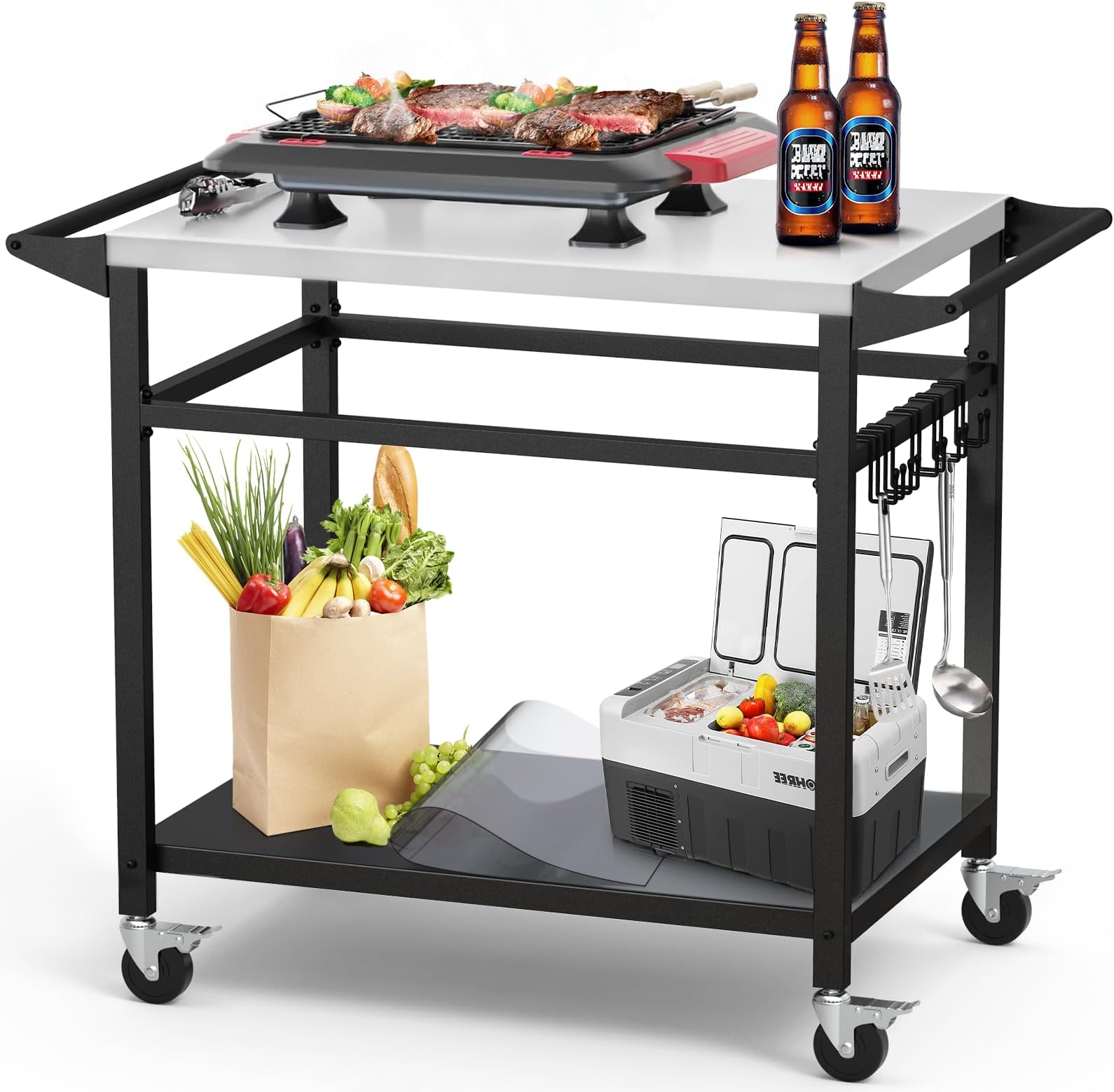 Amazon.com: Giantex Outdoor Grill Cart - Movable Pizza Oven Stand with ...