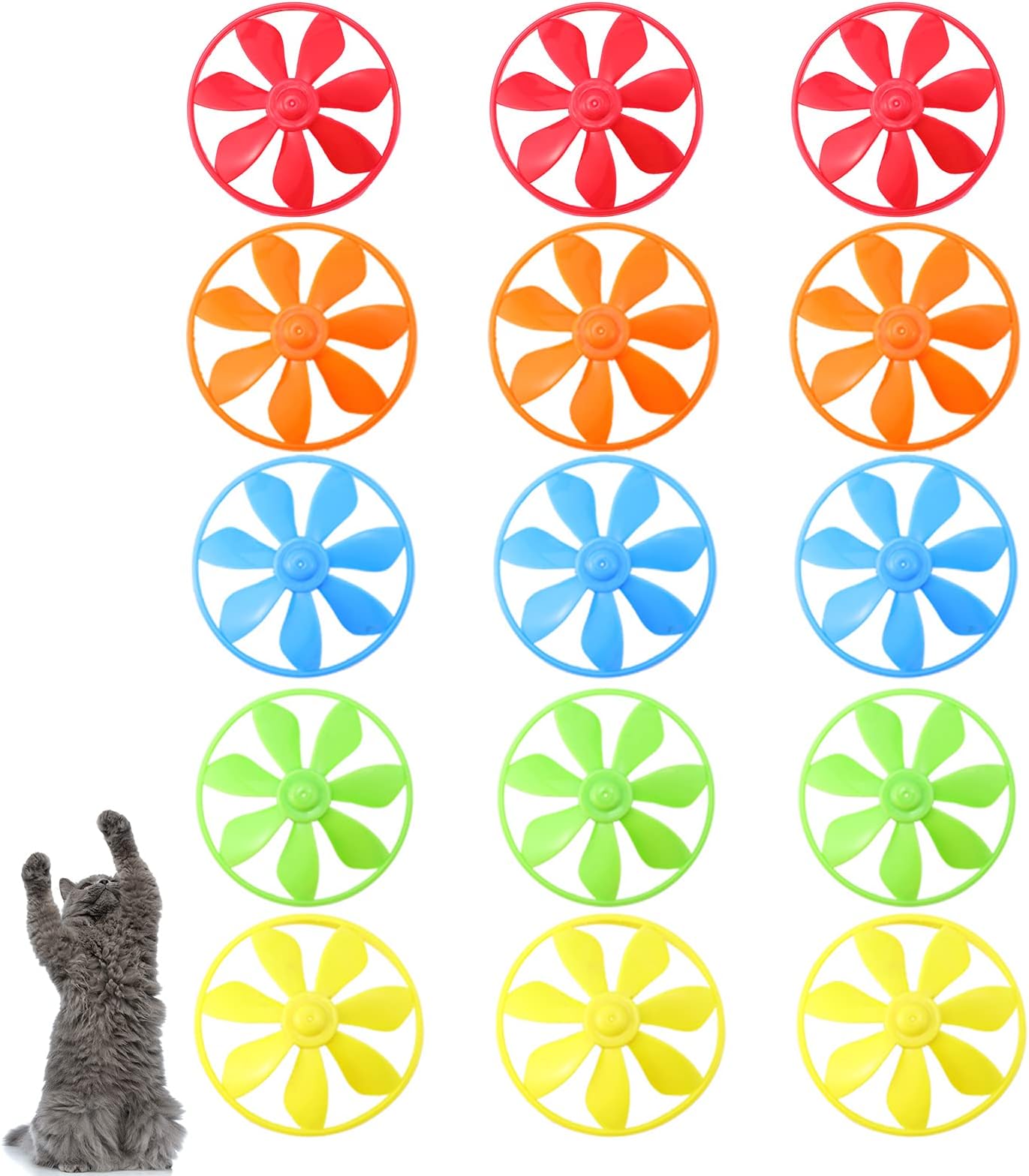 Amazon.com: 15 Pieces Cat Fetch Toys Colorful Flying Propellers Cat ...