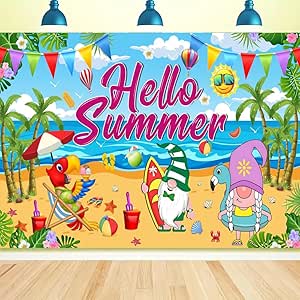 Amazon.com : Hello Summer Backdrop Banner, Hello Summer Party ...