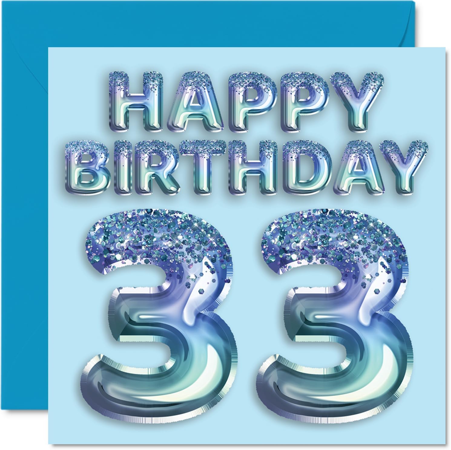 Amazon.com : Stuff4 33rd Birthday Card for Men - Blue Glitter Party ...