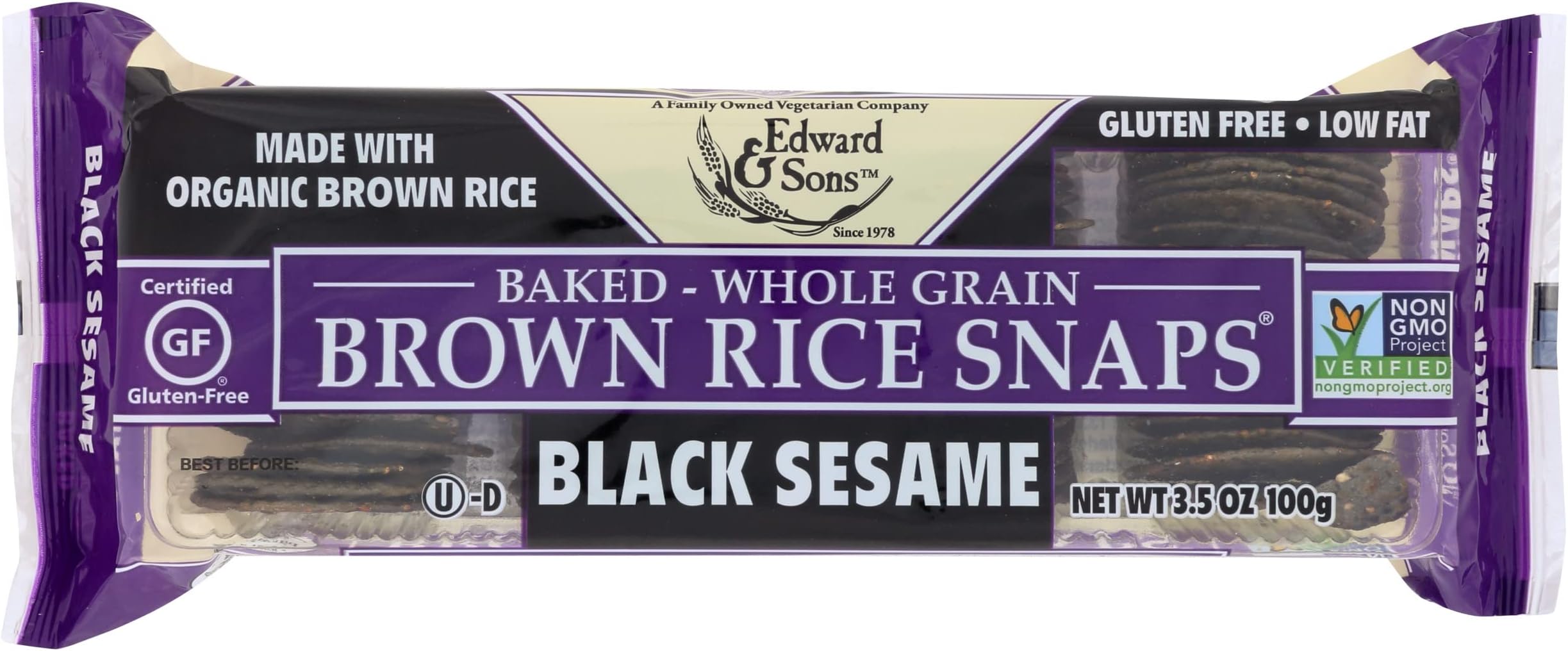 Amazon.com: Edward & Sons, Brown Rice Snaps, Black Sesame Flavor ...