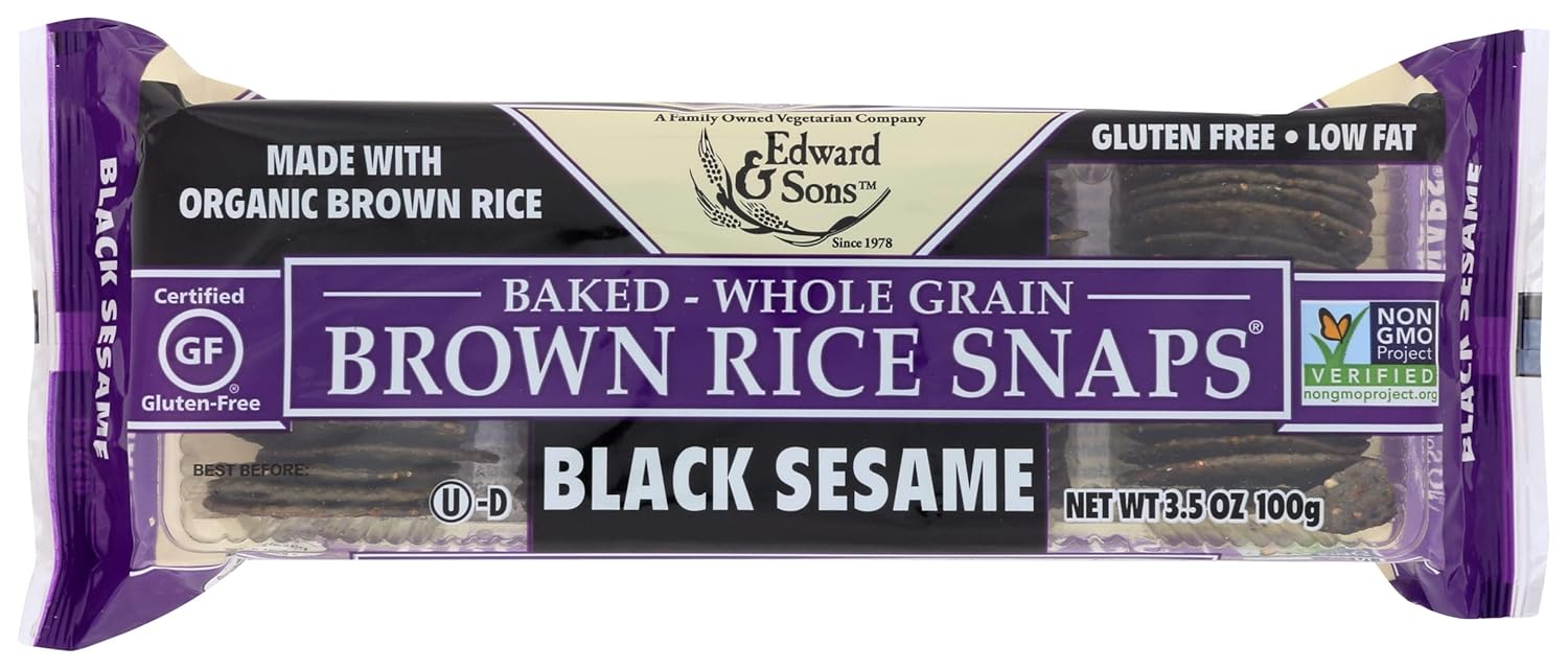 Amazon.com: Edward & Sons, Brown Rice Snaps, Black Sesame Flavor ...