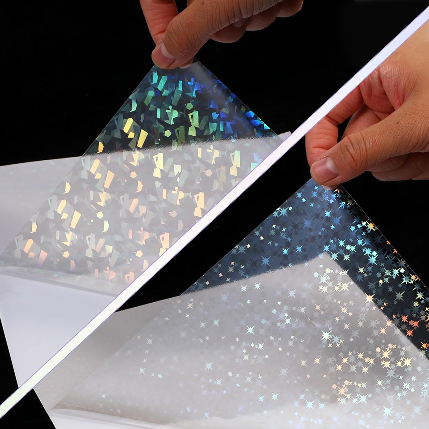 10 hojas de papel adhesivo holográfico transparente tamaño A4, hojas ...