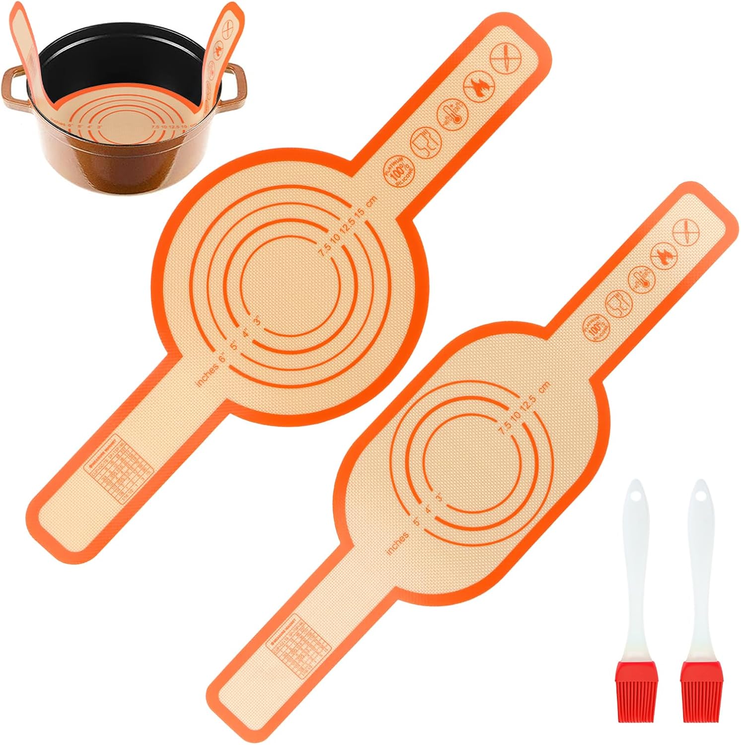 Amazon.com: BAOYAO Silicone Bread Sling Oval and Round for Dutch Oven ...