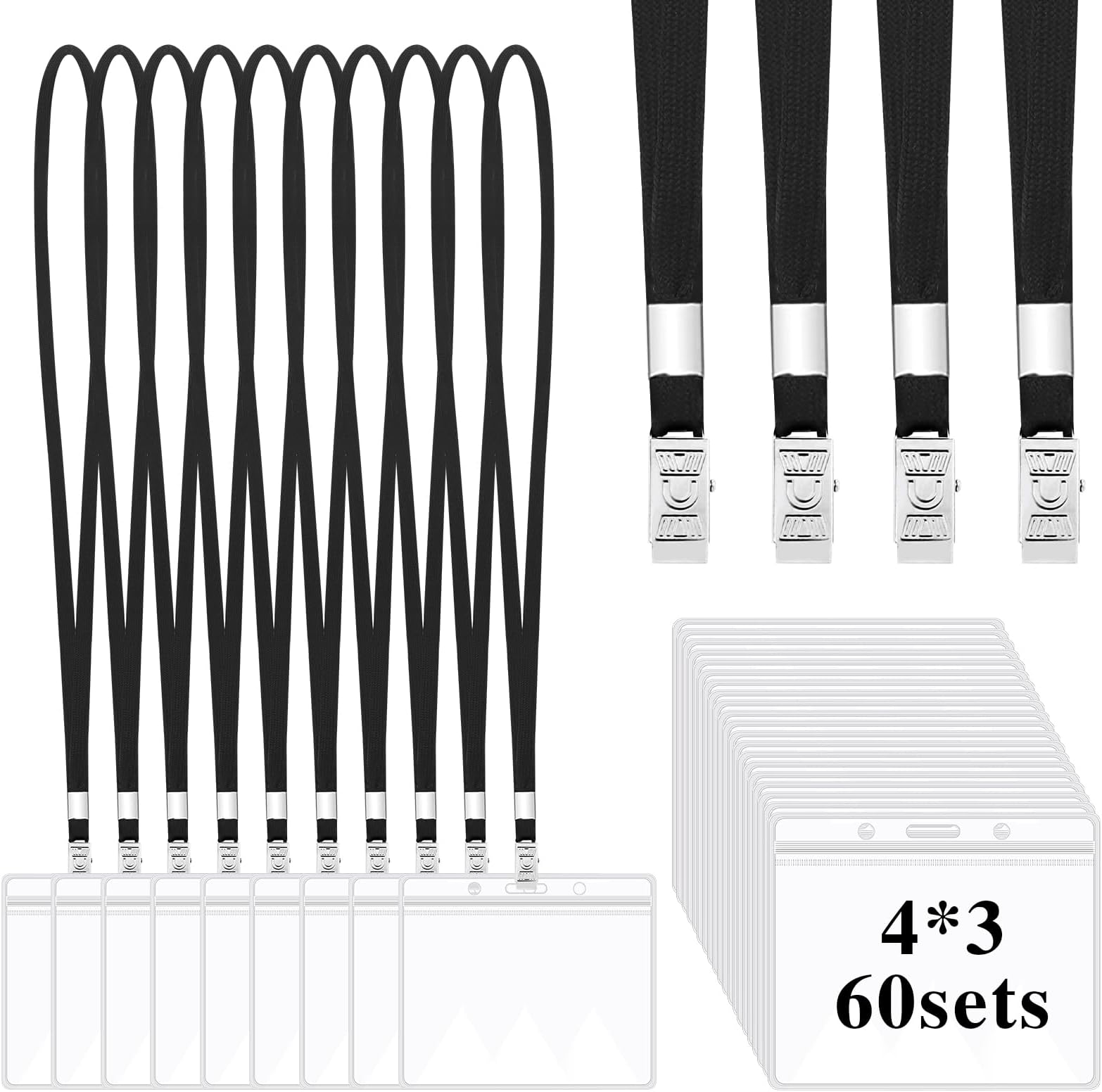 120 PCS Lanyard with ID Holder, Neck Strap Lanyard with Badge Holder ...