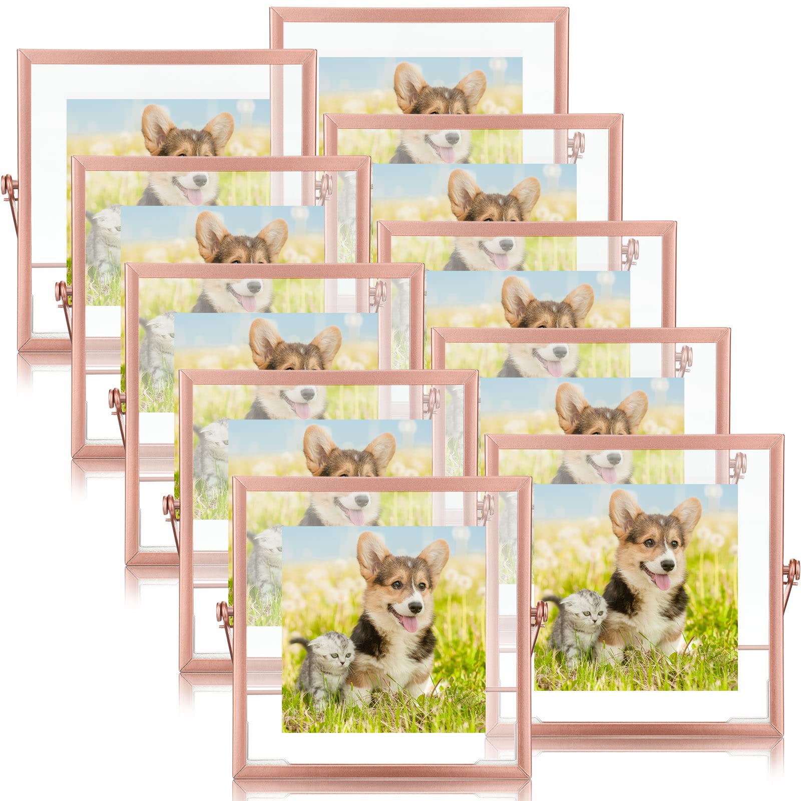 12 Pack Floating Gold Frame Glass Photo Frame Collection Vintage Metal ...