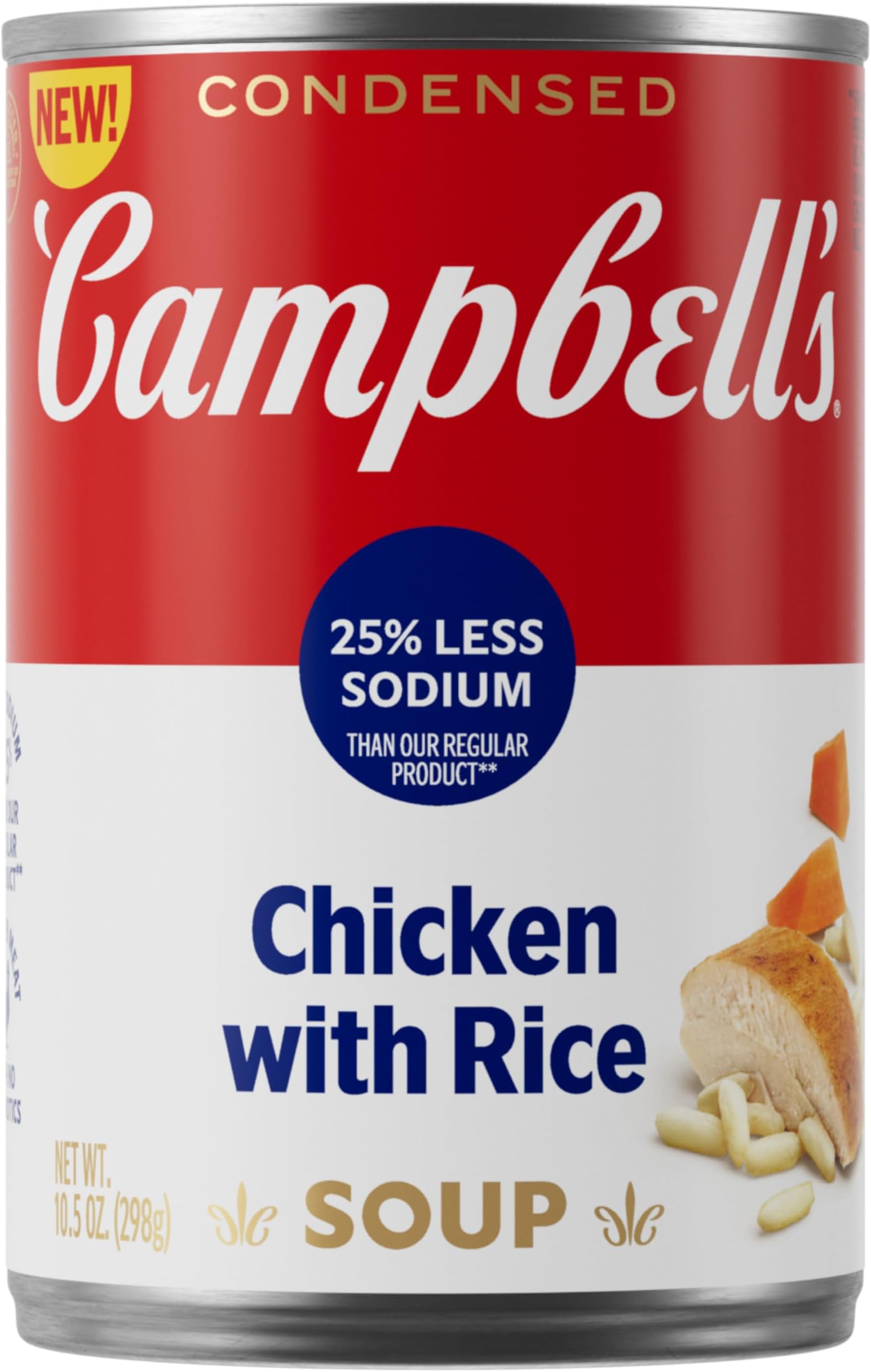 Amazon.com: Campbell’s Condensed 25% Less Sodium Chicken and Rice Soup ...