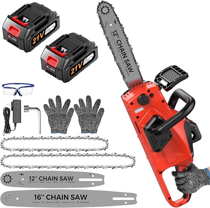 Amazon.com: Battery Powered Chainsaw,12" & 16" Dual Guide Plate.21V ...