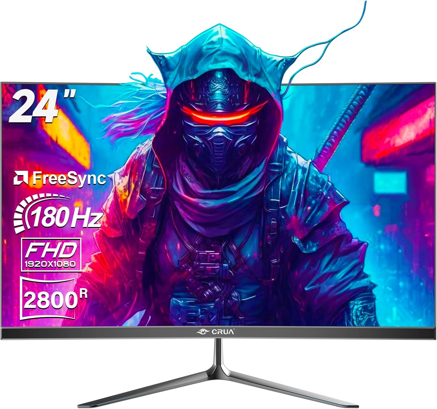 CURA - Monitor Da Gaming Curvo Da 24 Pollici, 180 Hz, FHD 1080 P, 1 Ms ...