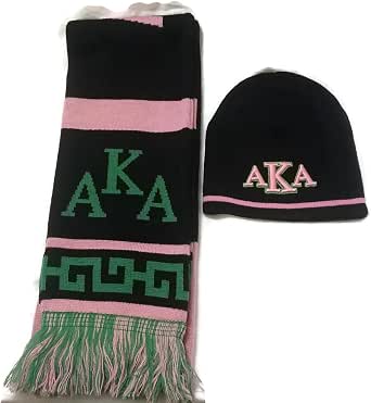 Alpha Kappa Alpha (AKA) Sorority 1908 Scarf and Beanie Bundle - ( 2 ...