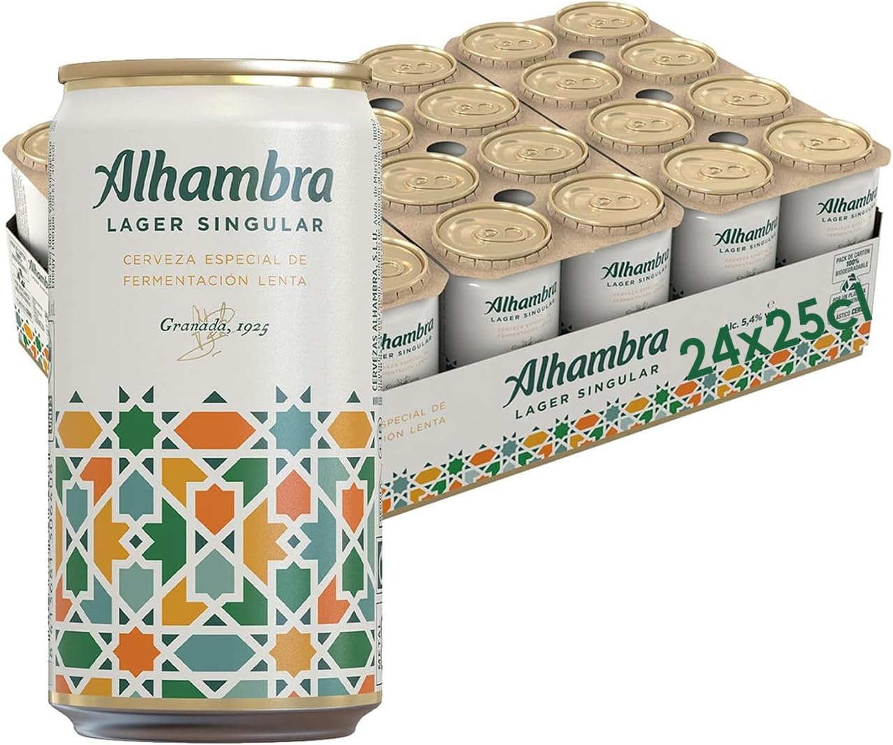 Alhambra Lager Singular Cerveza Refrescante Dorada, Pack de 24 Latas x ...