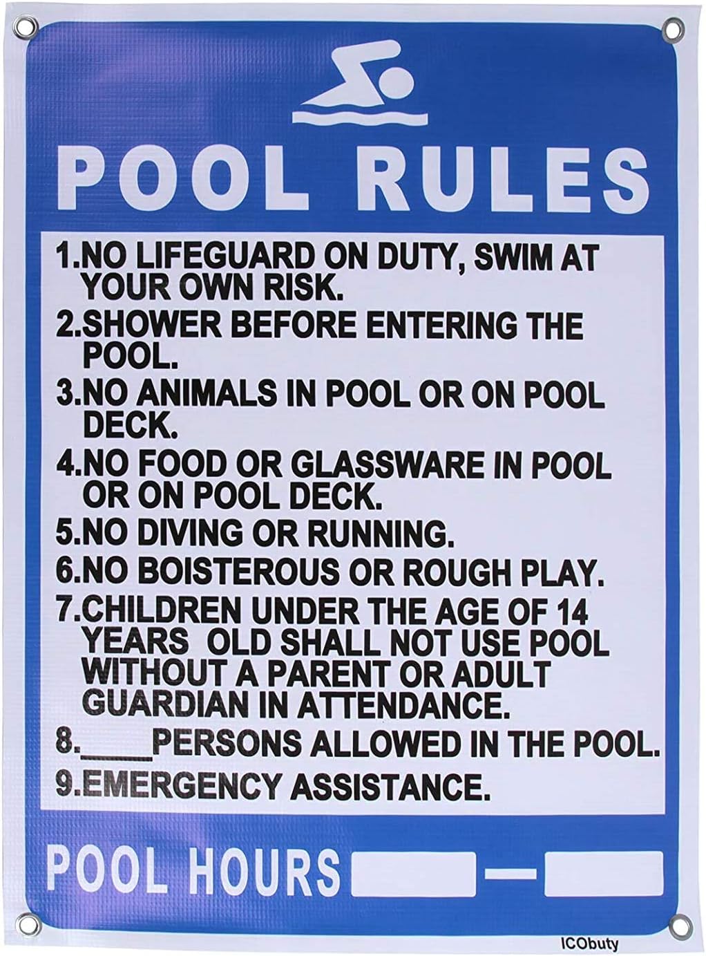Amazon.com : Pool Safety Signage Flex banner Pool Rules Sign (24x36 ...