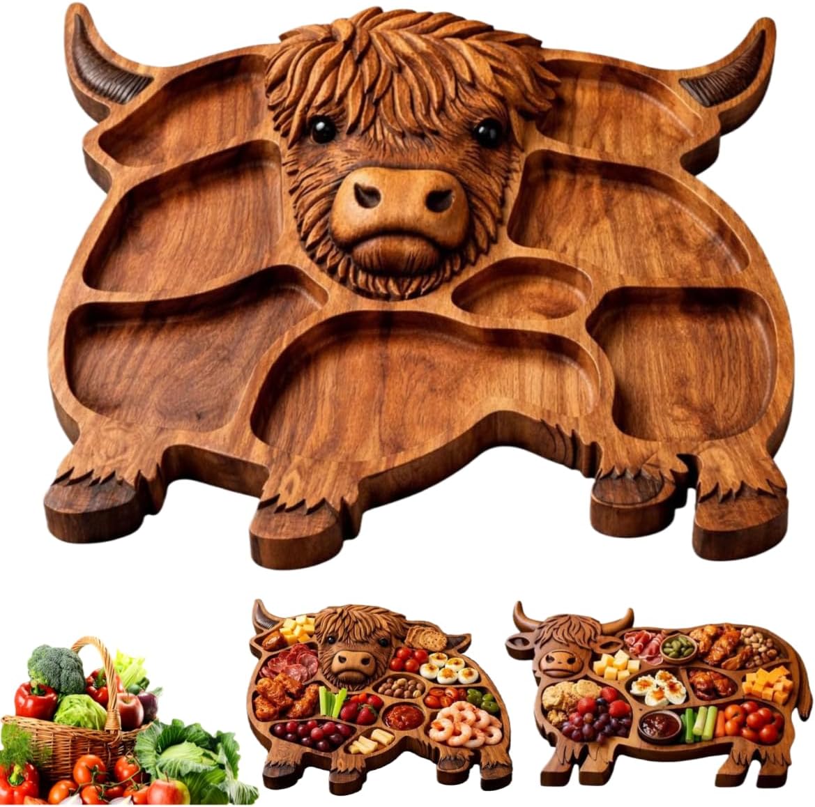 Amazon.com: Highland Cute Cow Wooden Charcuterie Board - 2026 Wooden ...