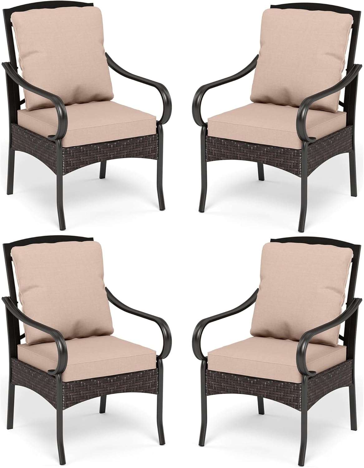 Amazon.com: PHI VILLA Outdoor Dining Set of 4, Heavy Duty Outdoor Metal ...