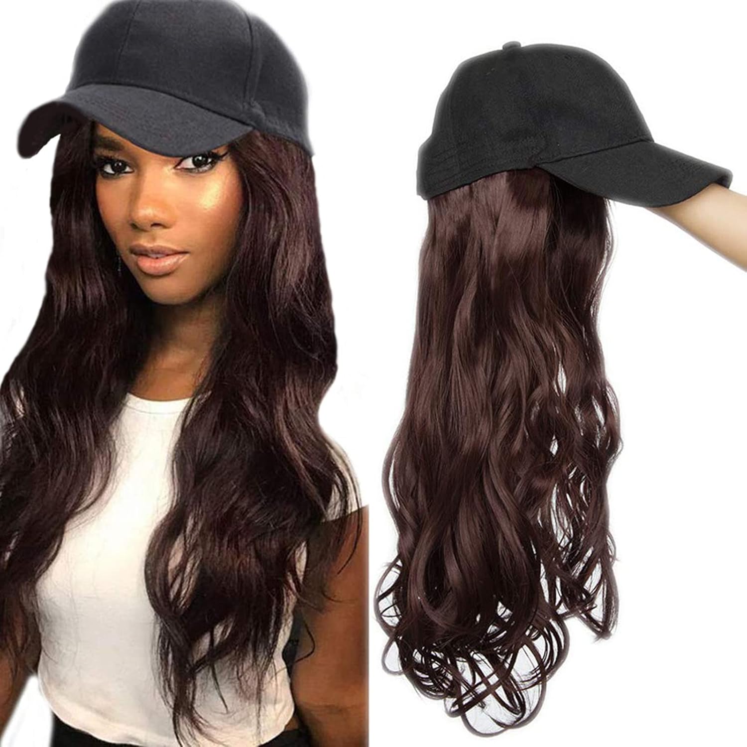 Amazon.com : SEGO Baseball Cap with Hair Extensions for Women Heat ...