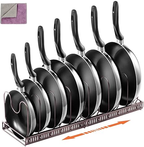 MASTERTOP Pan Organiser Rack, Expandable Pan Lid Holder with 7 ...