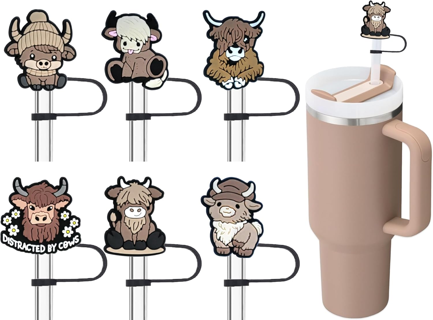 Amazon.com: Amreich Highland Cow Straw Topper for Stanley Cup - Cute ...