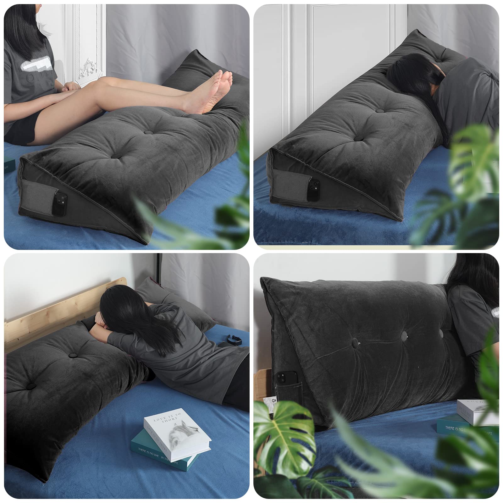 Gorilla Gadgets Large Reading Bed Rest Pillow - Triangular Headboard ...