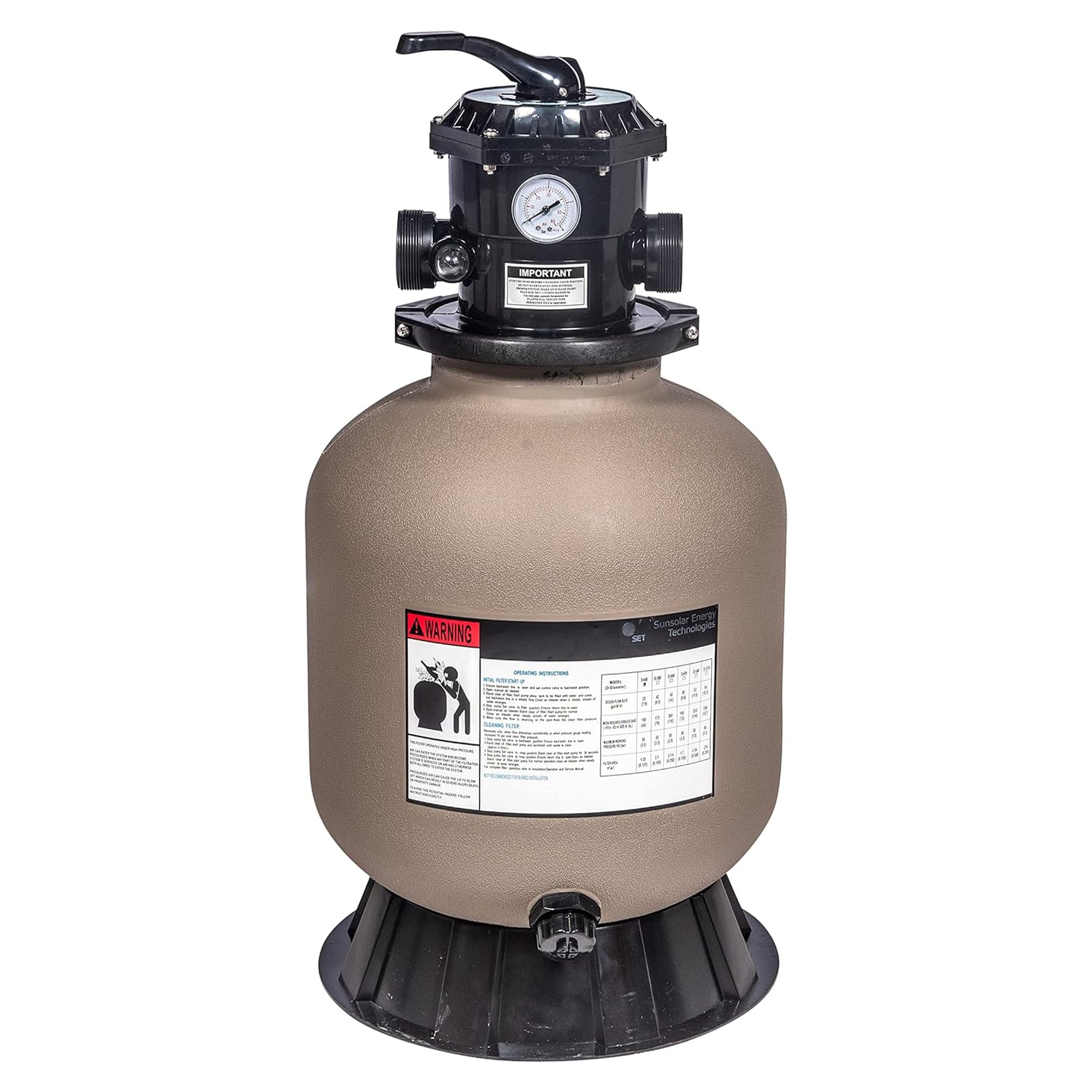 SUNSOLAR Swimming Pool Sand Filter — Corrosion-Proof Pool Cleaning ...