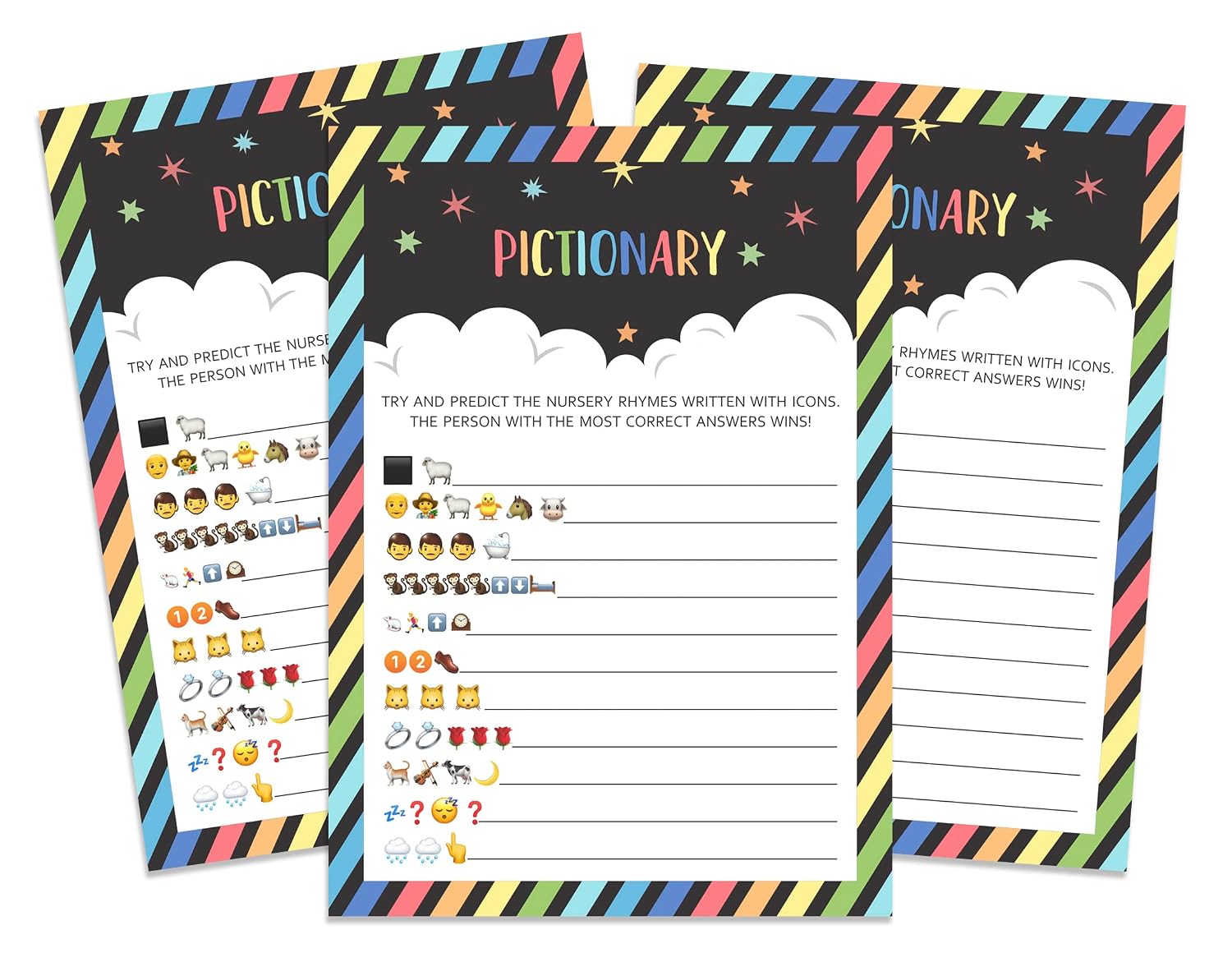 Buy Inkdotpot Pack of 50, Shower Party Collection, Pictionary Baby ...