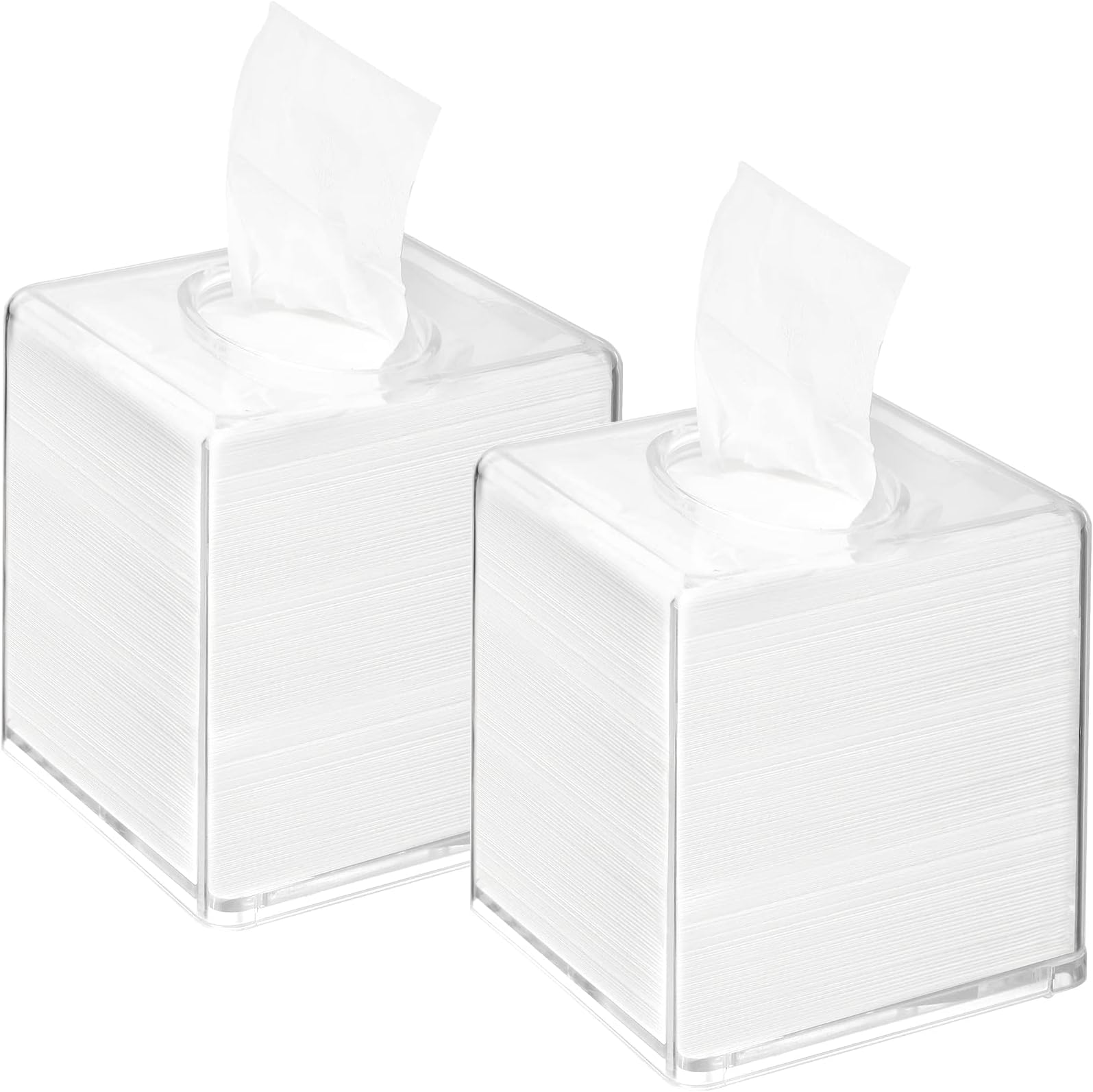 Amazon.com: YoBa Thick Clear Acrylic Square Tissue Box Holder with Gold ...