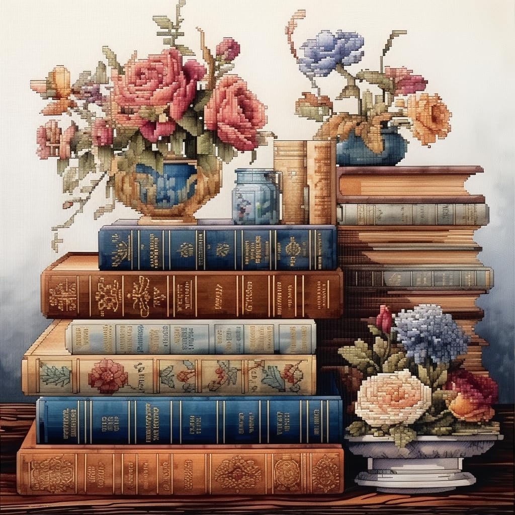 Amazon.com: Books Bookshelf DIY 5D Diamond Art Painting Kits Round Full ...