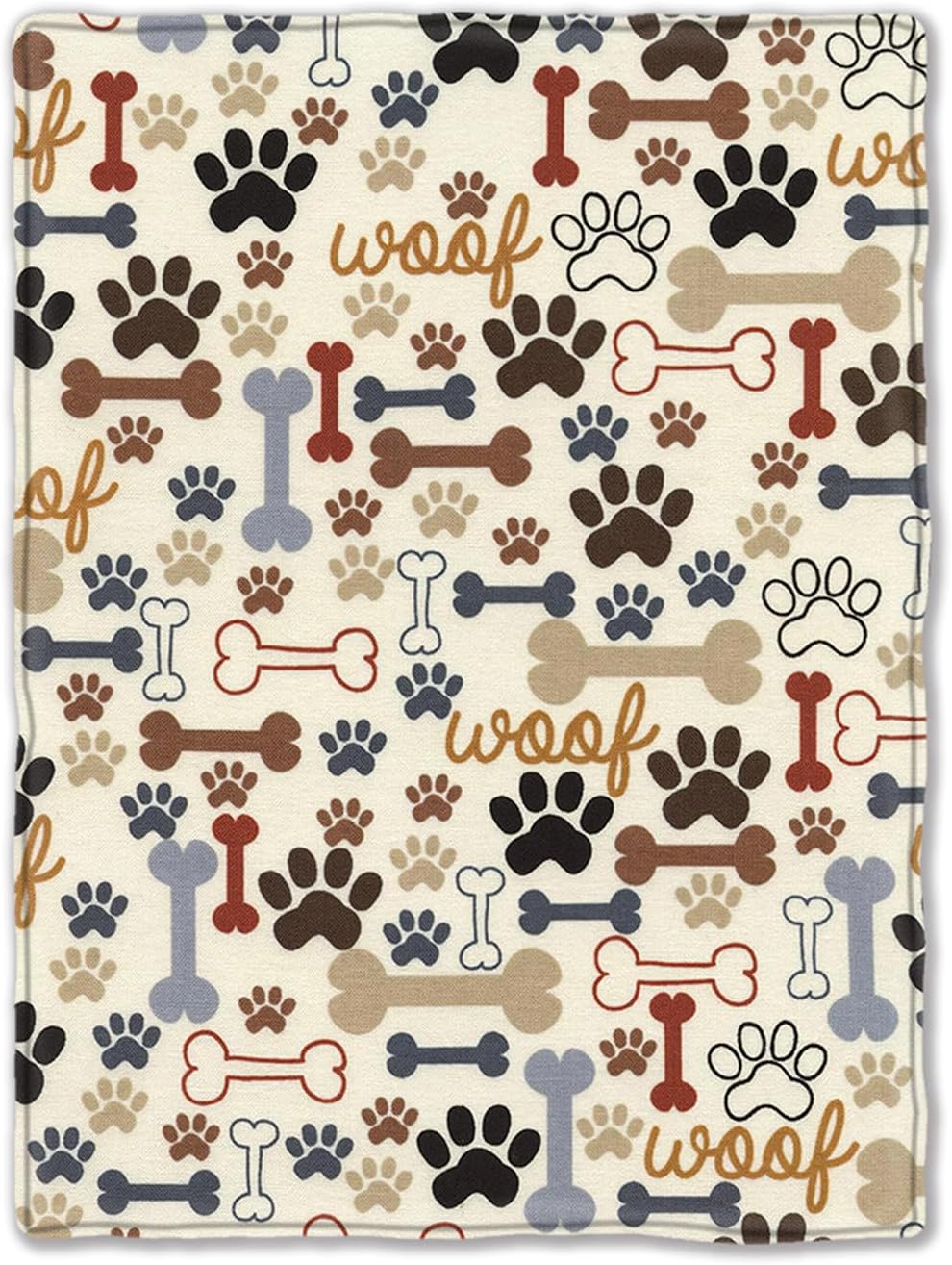 Amazon.com: Dog Paw Bones Print Blanket Soft Flannel Fleece Throw ...