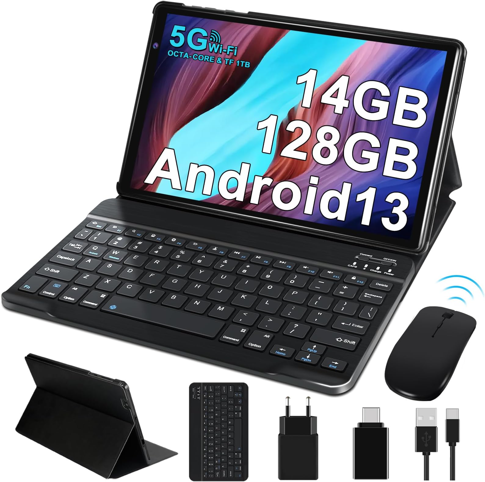OUZRS Android 13 Tablette Tactile 10 Pouces, 12Go RAM, 128Go ROM(TF 1TB ...