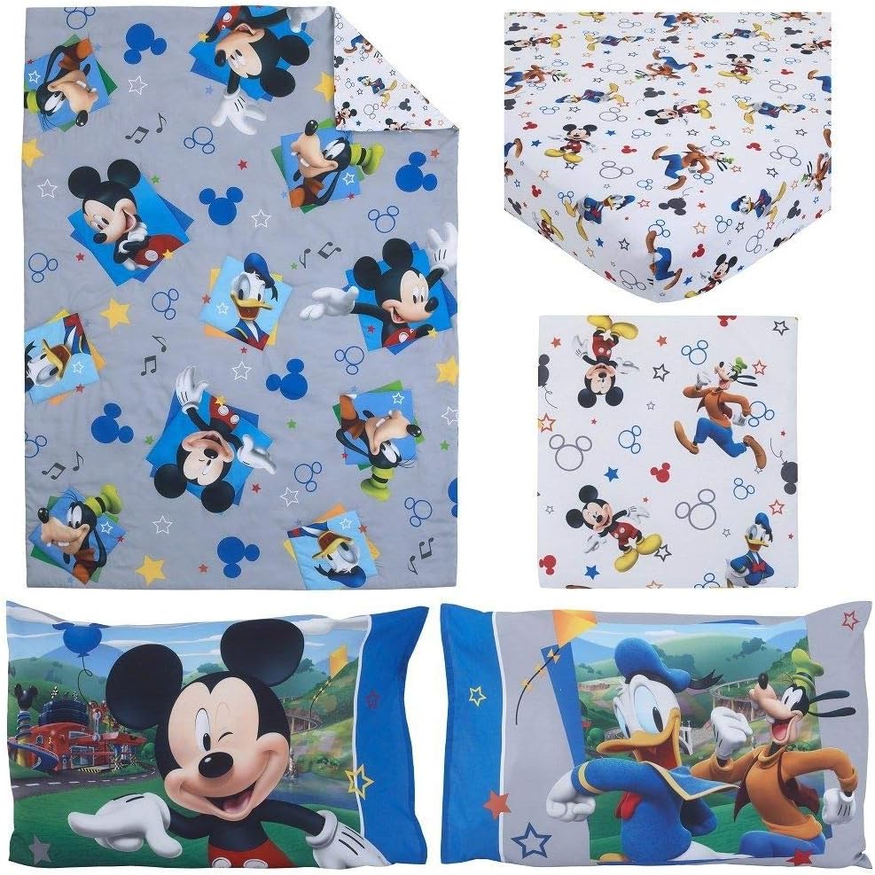 Amazon.com: Disney Mickey Mouse Having Fun 4 Piece Toddler Bedding Set ...