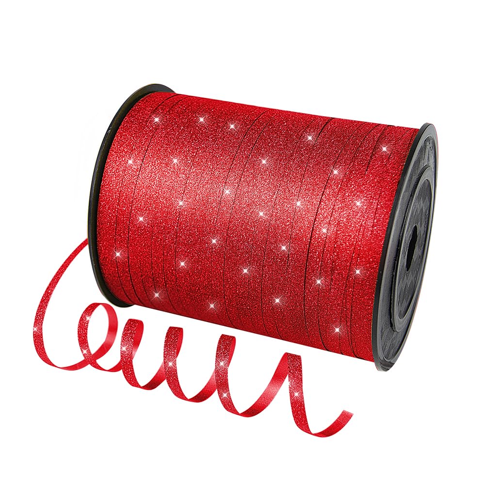 Amazon.com: Quhora 500 Yards Sparkle Red Curling Ribbon for Gift ...