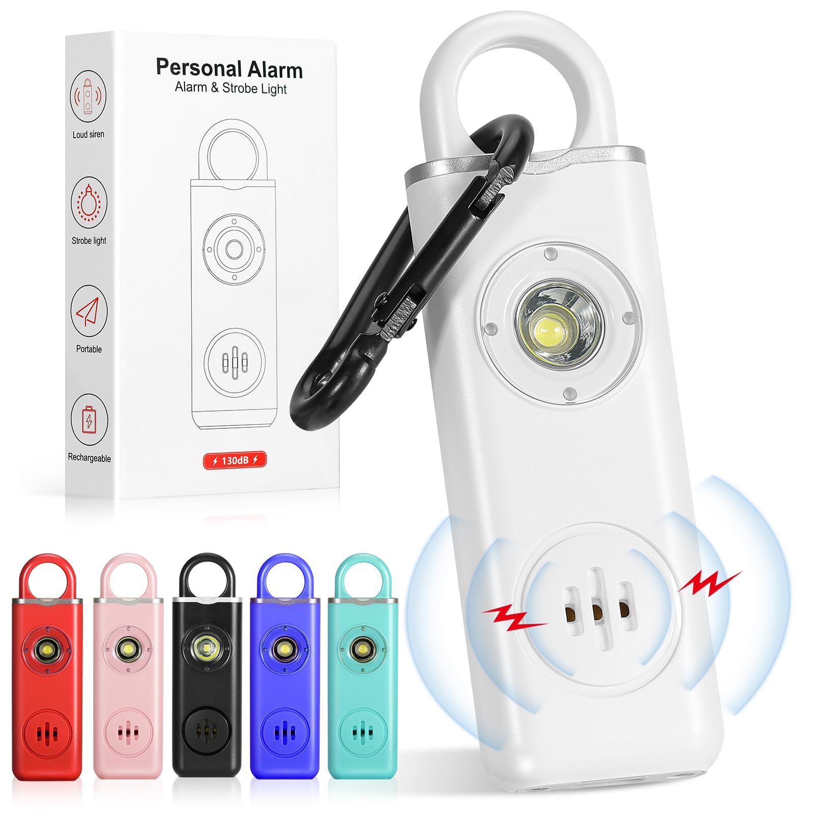 Worve Safe Sound Personal Alarm, 130 dB Loud Siren Emergency Security ...
