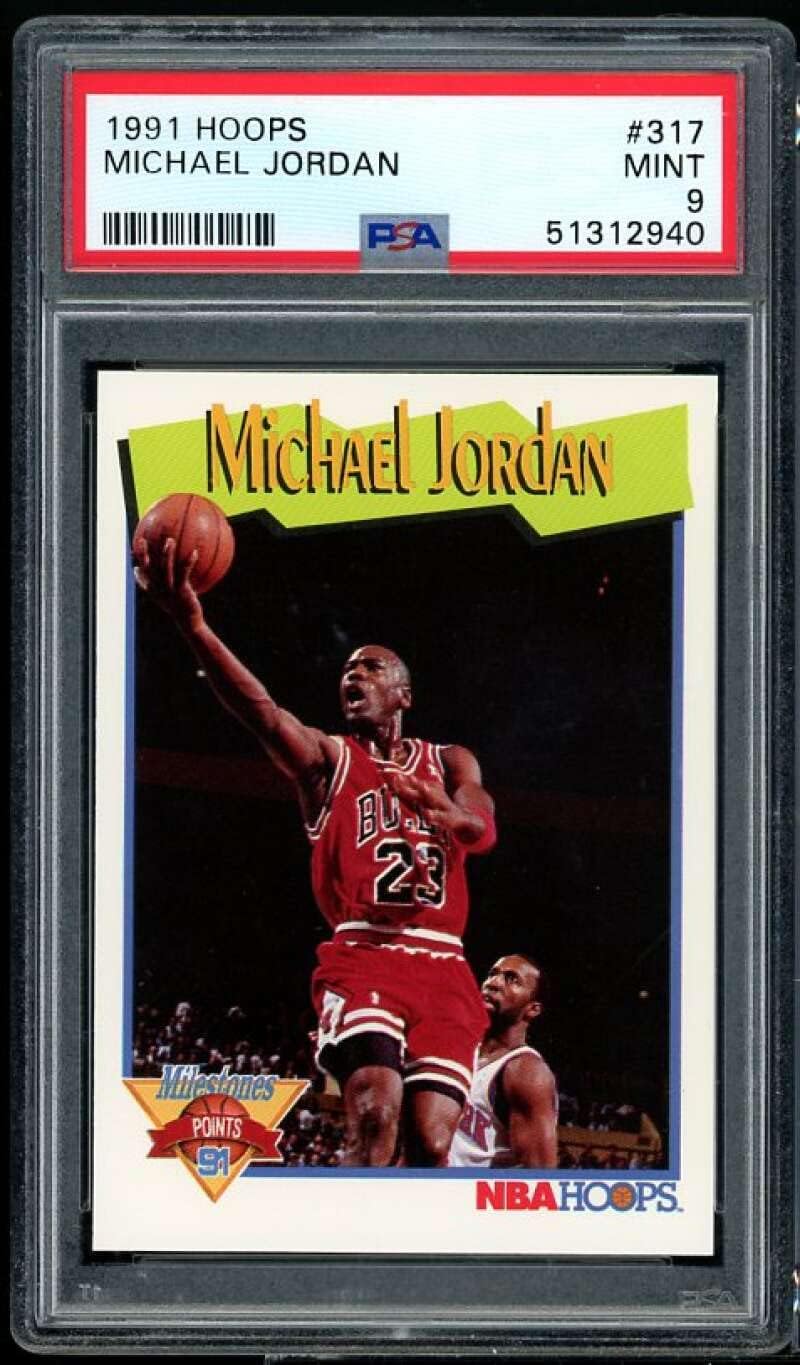 Amazon.com: 1991-92 Hoops #317 Michael Jordan Milestones 91 Points PSA ...