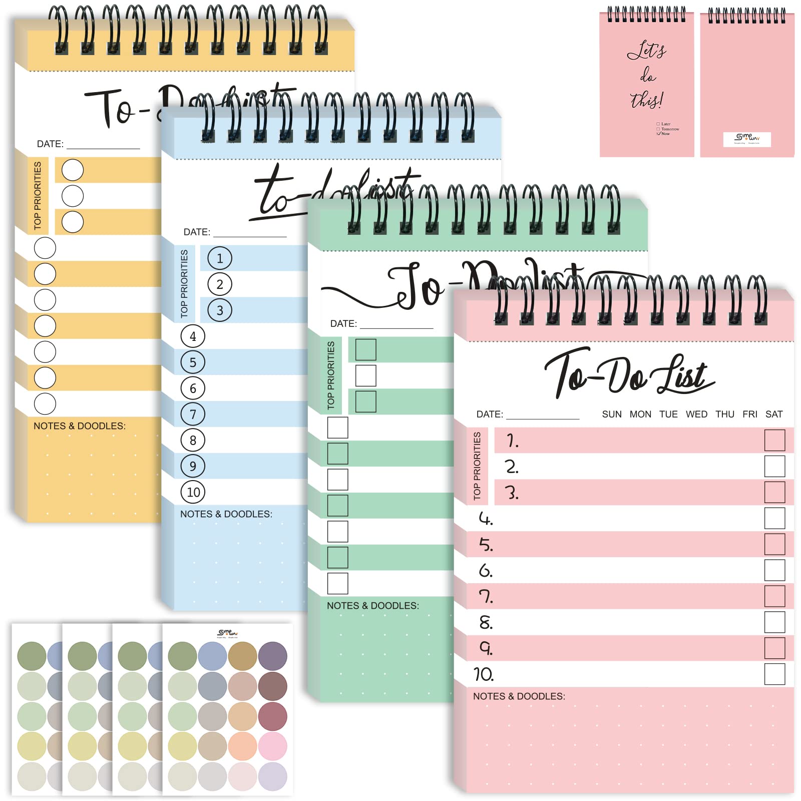 Buy SIMPWAY To Do List Notepad, 2022 Upgrade Small To-Do List Spiral ...