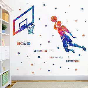 Amazon.com: WOYINIS Colorful Basketball Player Dunk Wall Stickers DIY ...