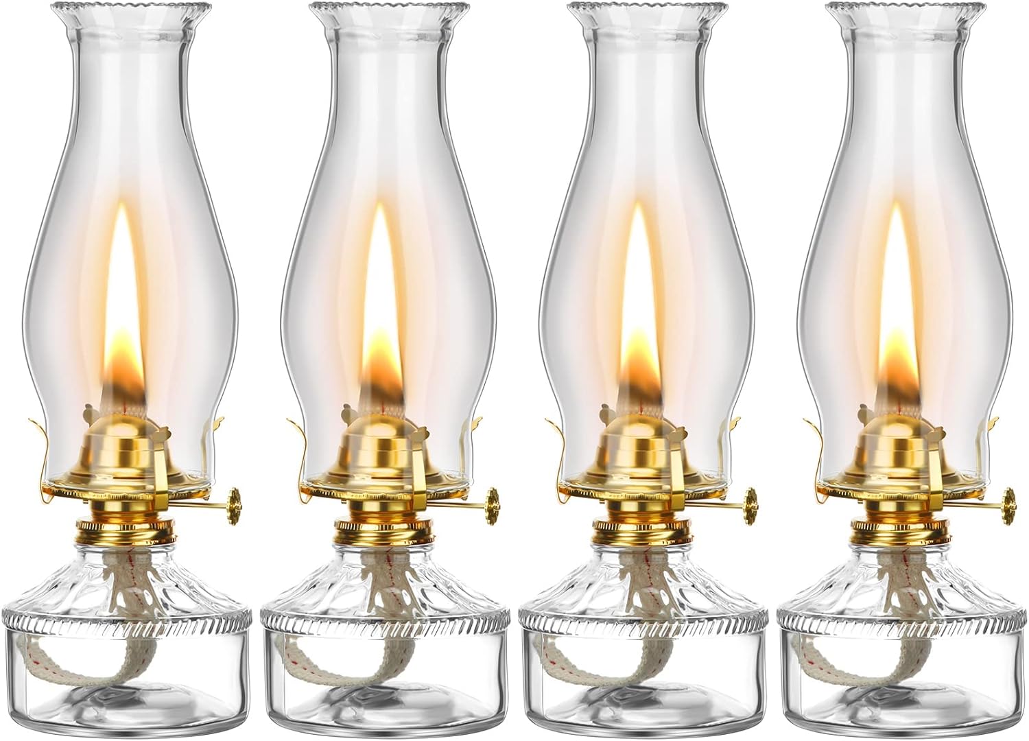 Amazon.com: Riakrum 4 Pieces Oil Lamps, Vintage Glass Kerosene Lamp Oil ...