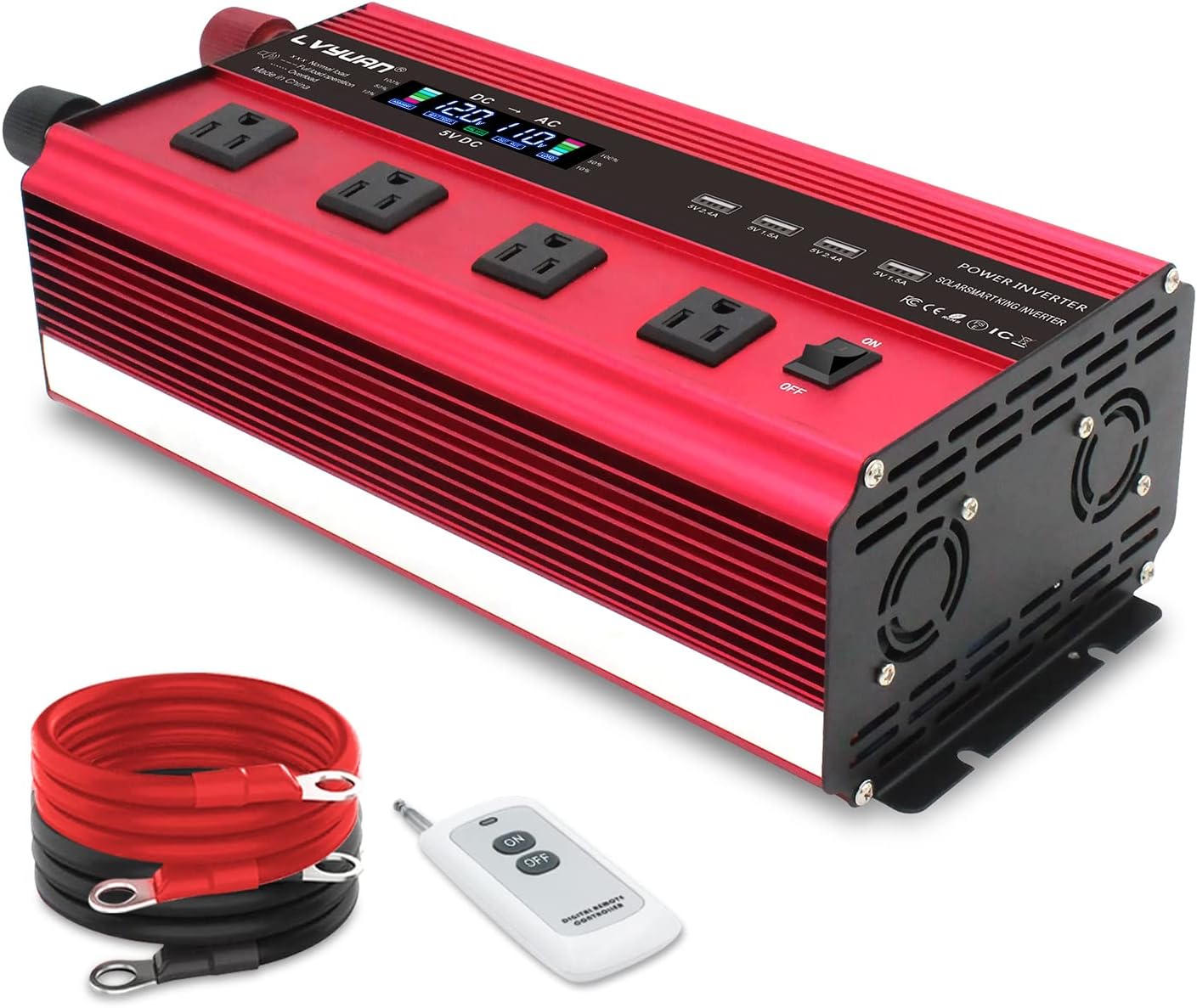Amazon.com: LVYUAN Power Inverter with 4 AC Outlets, LCD Display ...