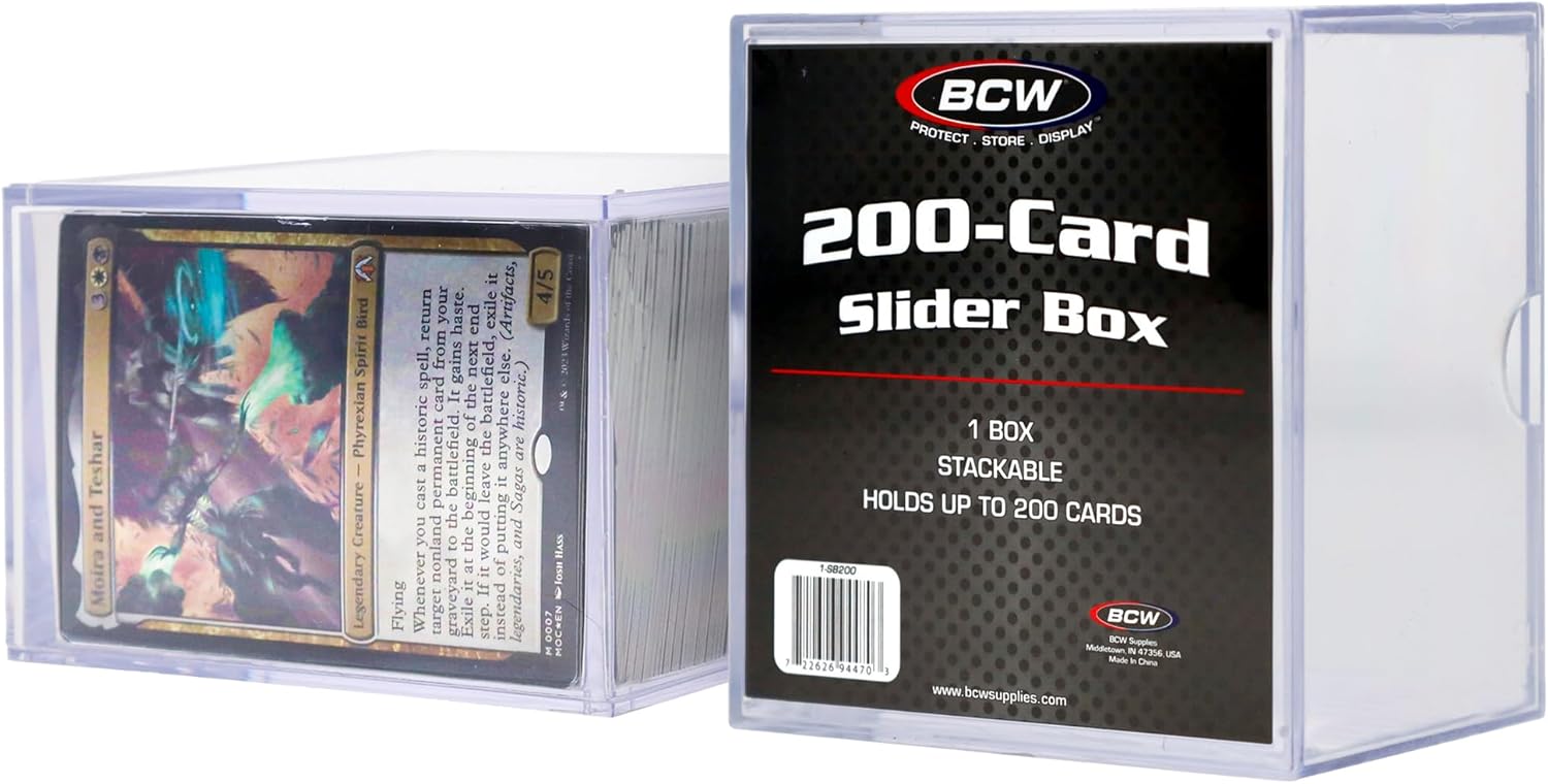Amazon.com: BCW Card Slider Box, 5 Pack | Clear Stackable Trading Card ...