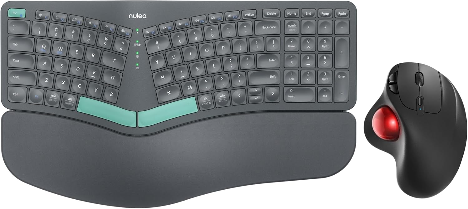 Amazon.com: Nulea M501 Wireless Trackball Mouse, Rechargeable Ergonomic ...