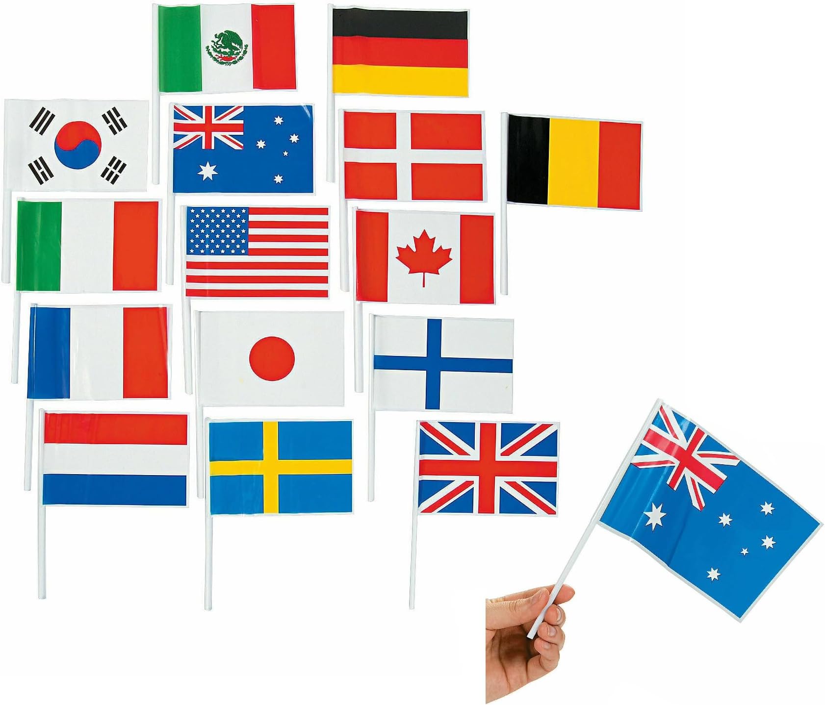 Amazon.com: 72 Flags Of All Nations Mini Flags on Plastic Stick 15 ...