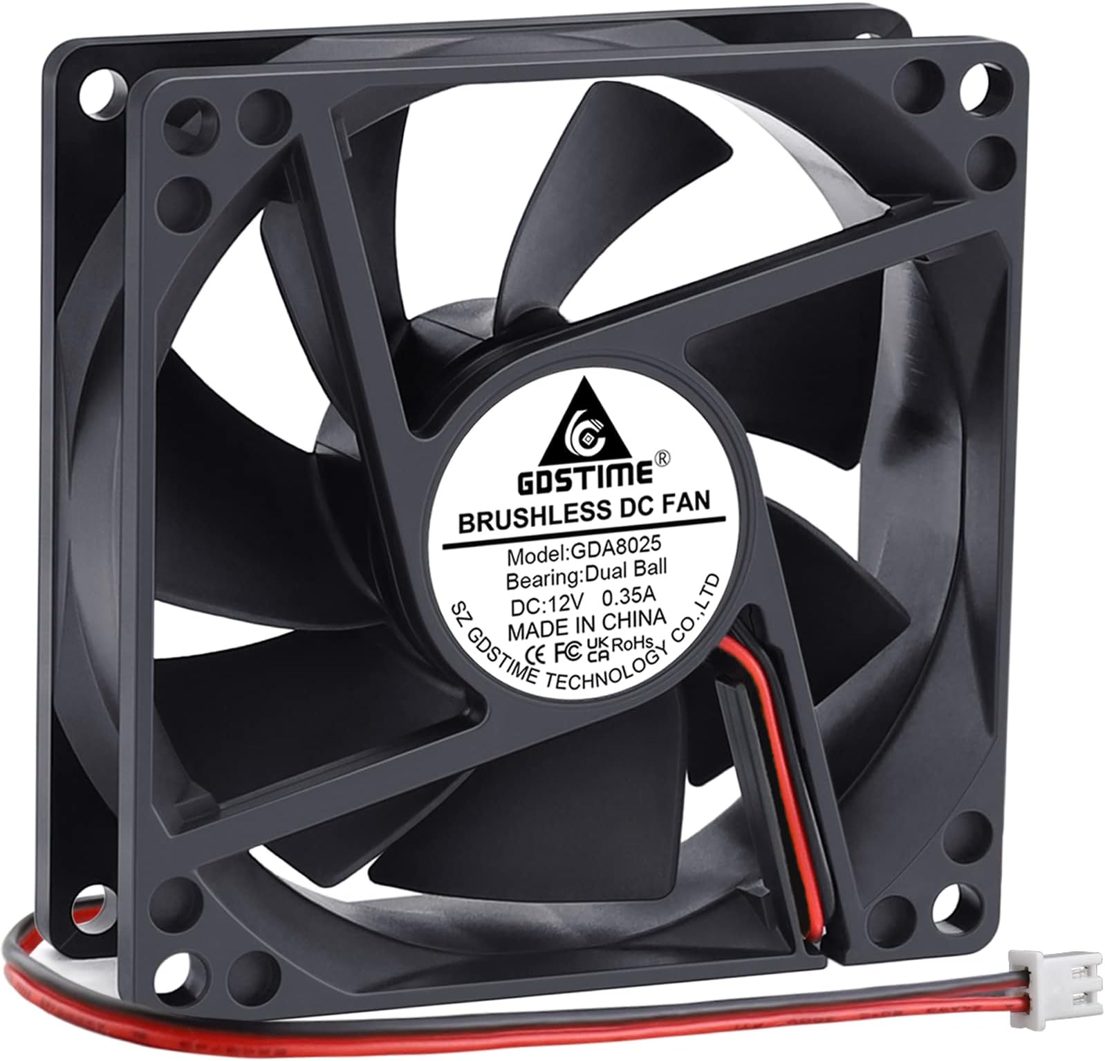 GDSTIME 4500RPM 8cm 80mm x 80mm x 25mm 12v Big Airflow High Speed Dual ...