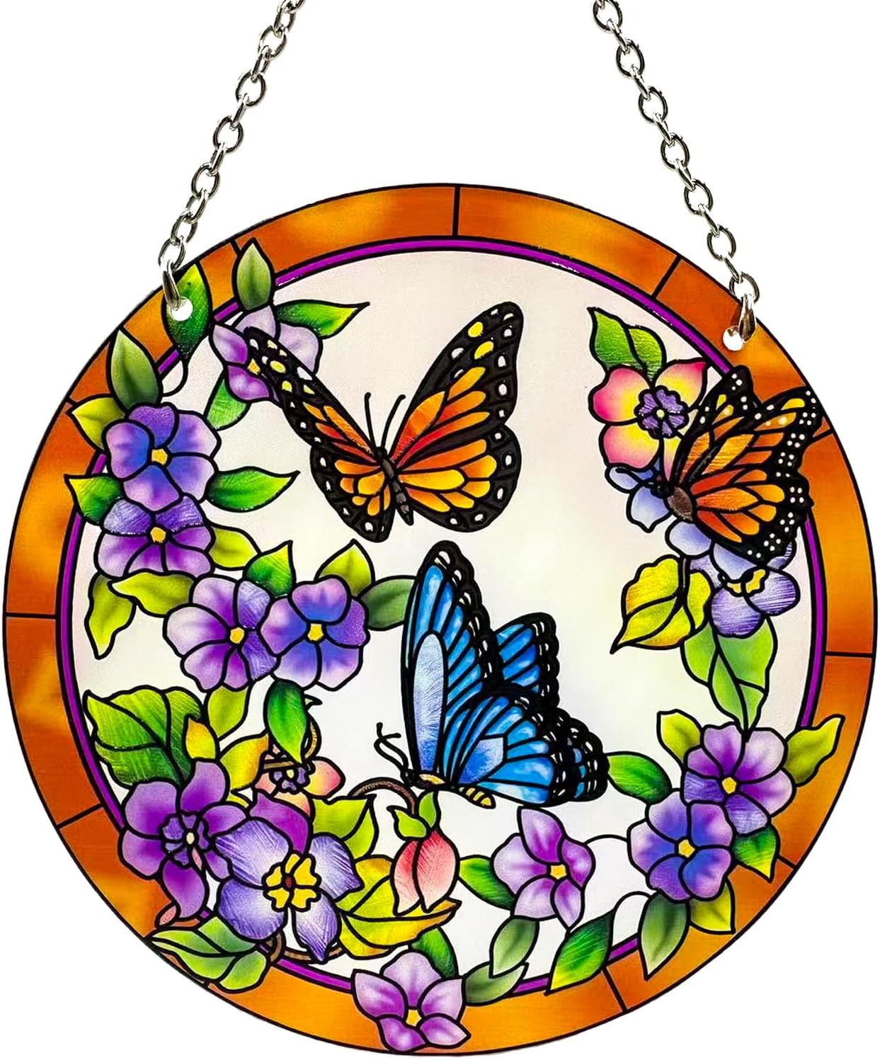 Amazon.com: BTAMUD 12" Sunflower Suncather Stained Glass Window Hanging ...