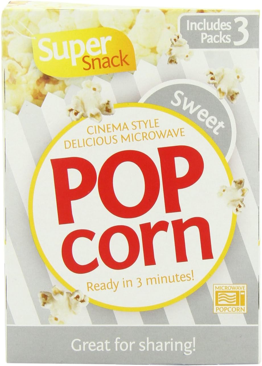 Super Snack Sweet Popcorn 3 x 85 g (Pack of 8, Total 24 Bags) : Amazon ...